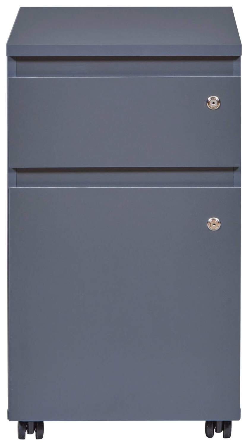 Rollcontainer FILE GUARD Schublade Tür abschließbar Grau von Interlink