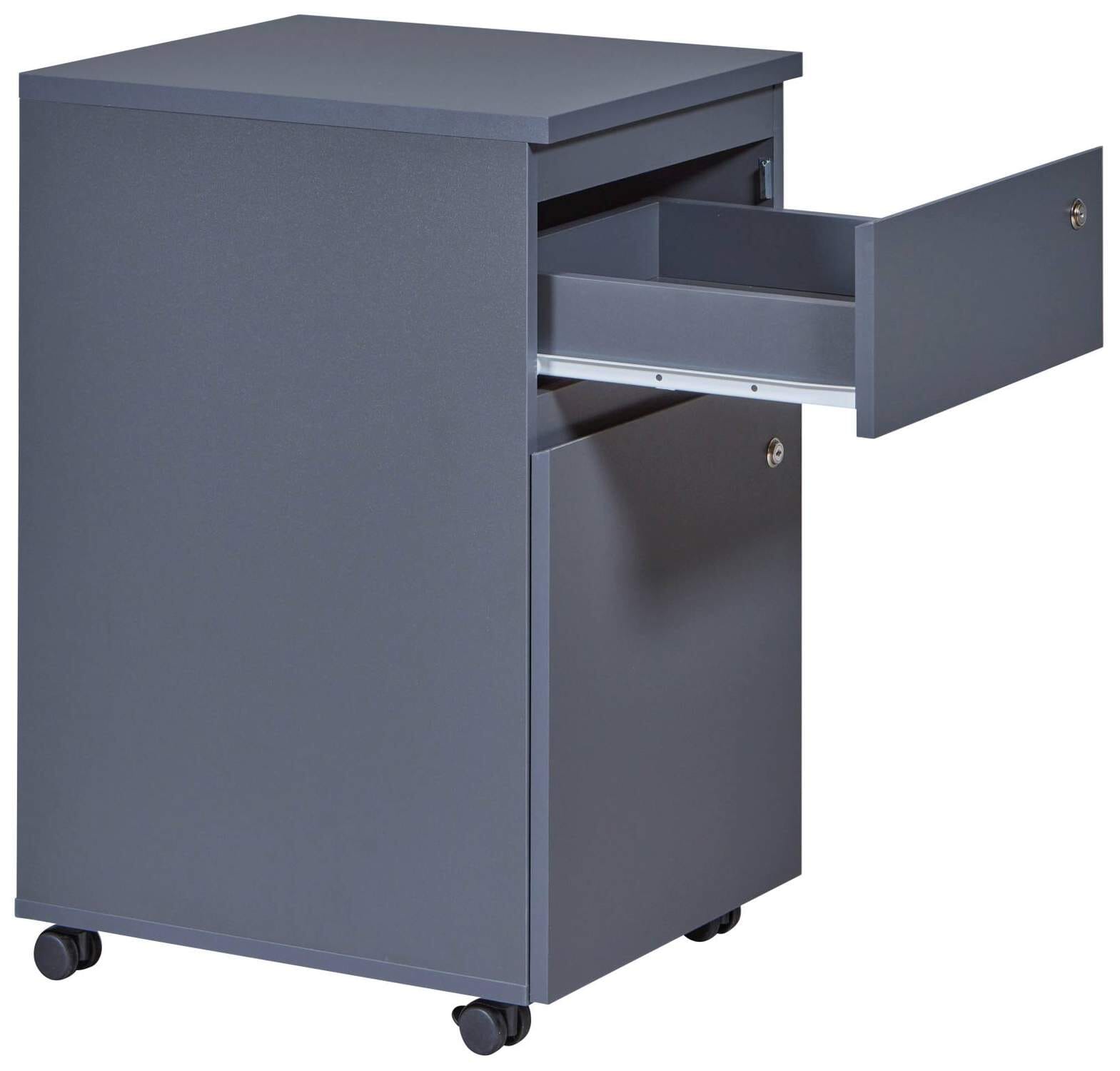 Rollcontainer FILE GUARD Schublade Tür abschließbar Grau von Interlink