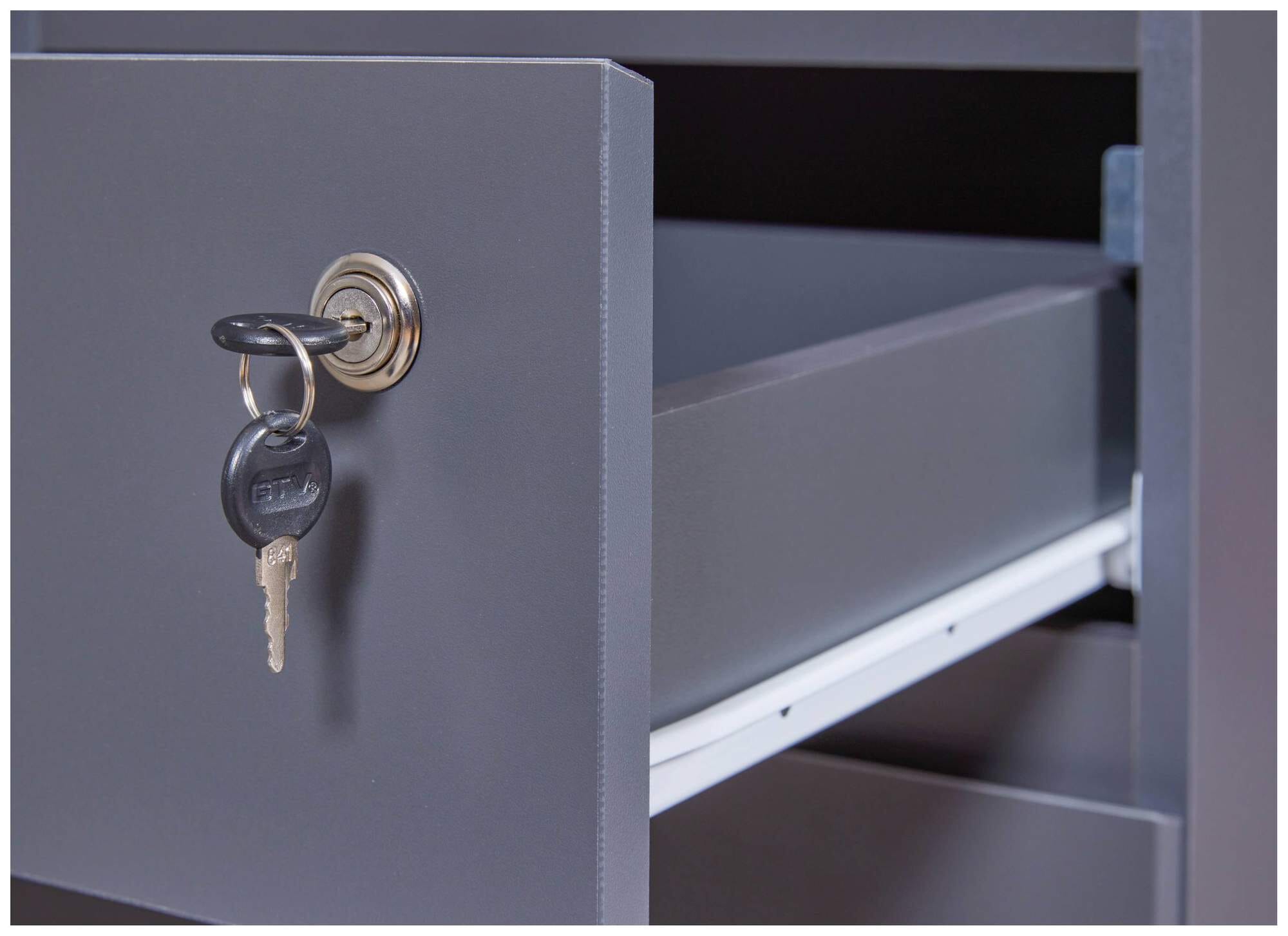 Rollcontainer FILE GUARD Schublade Tür abschließbar Grau von Interlink