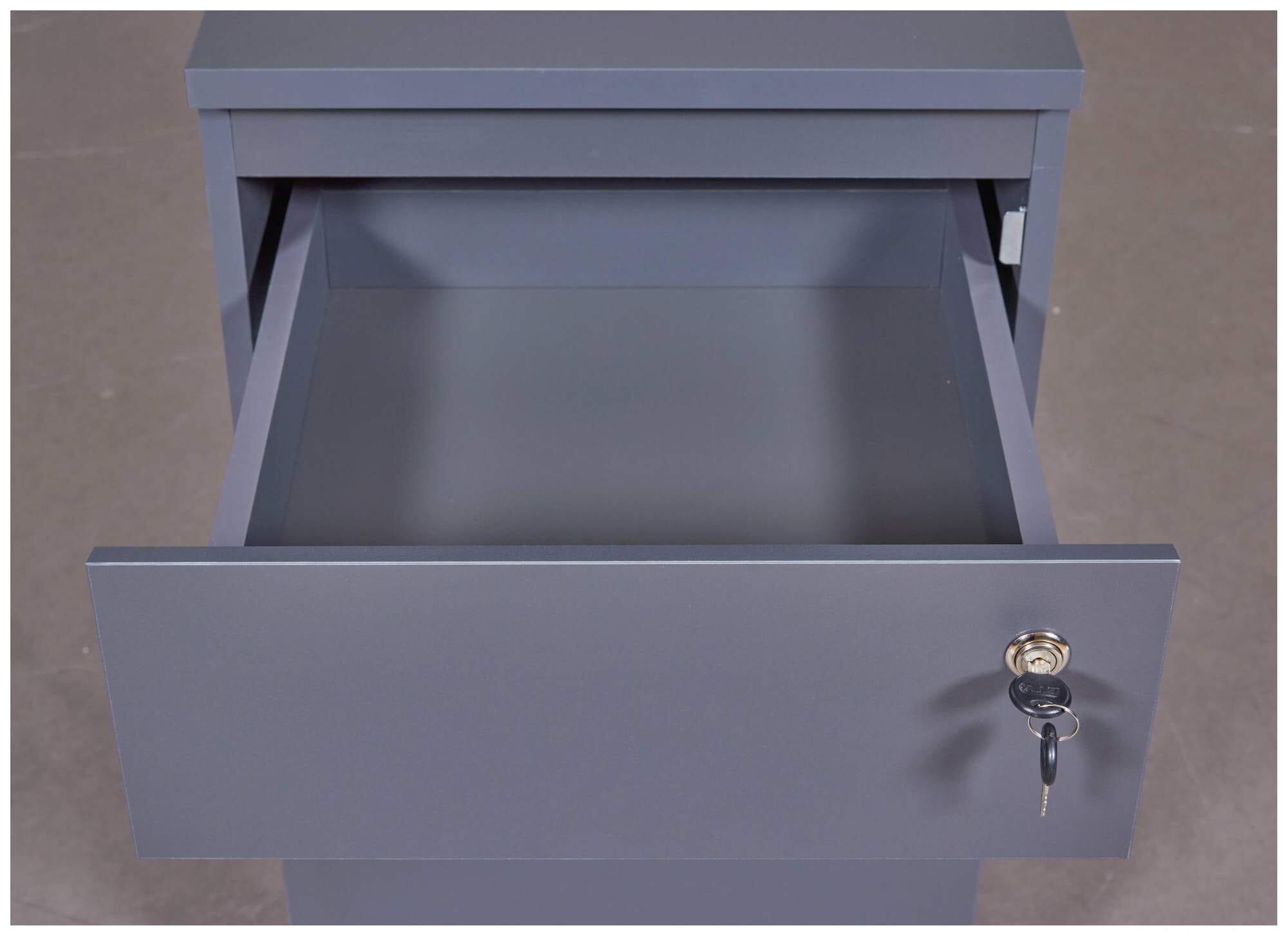 Rollcontainer FILE GUARD Schublade Tür abschließbar Grau von Interlink