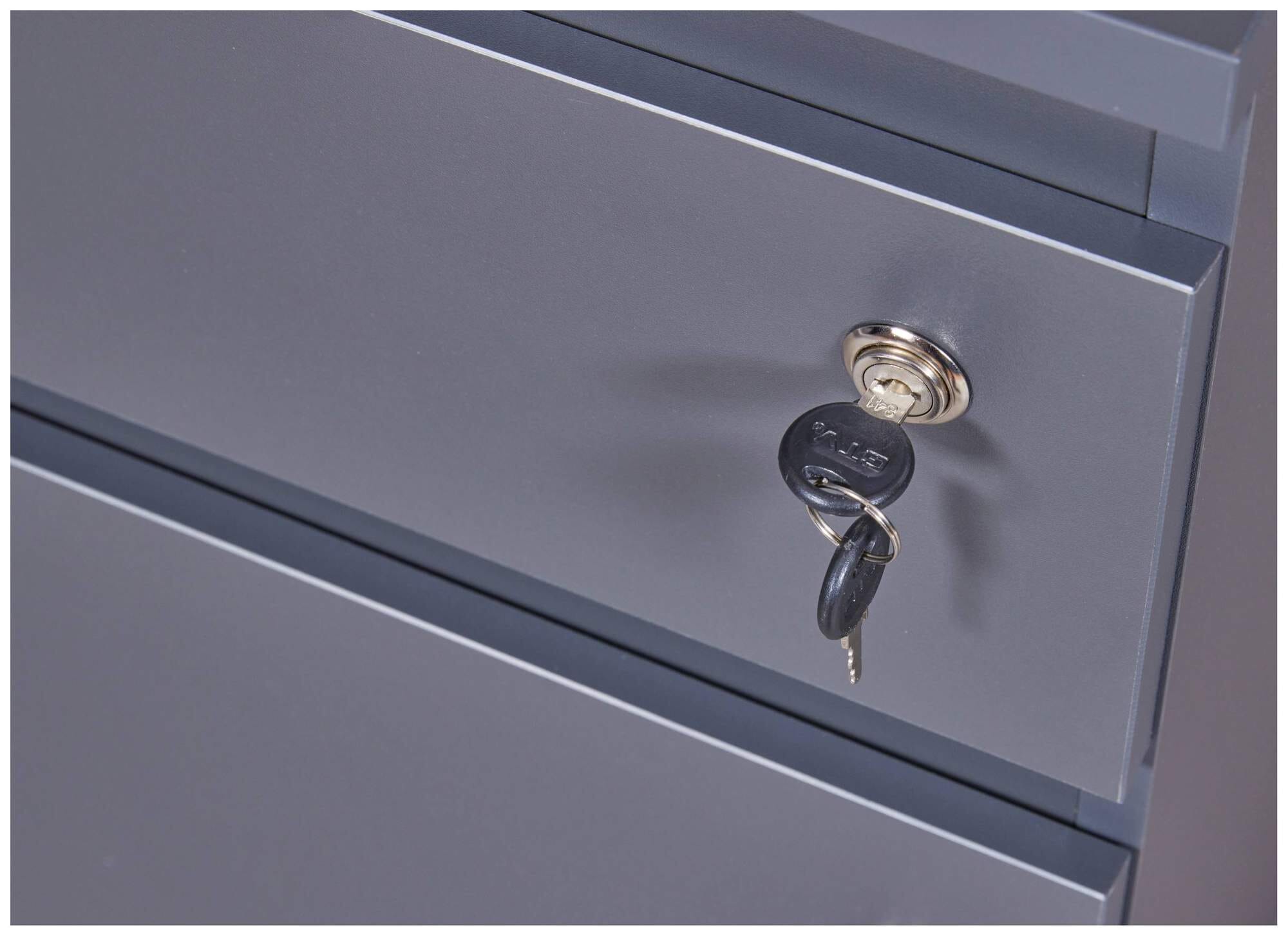 Rollcontainer FILE GUARD Schublade Tür abschließbar Grau von Interlink