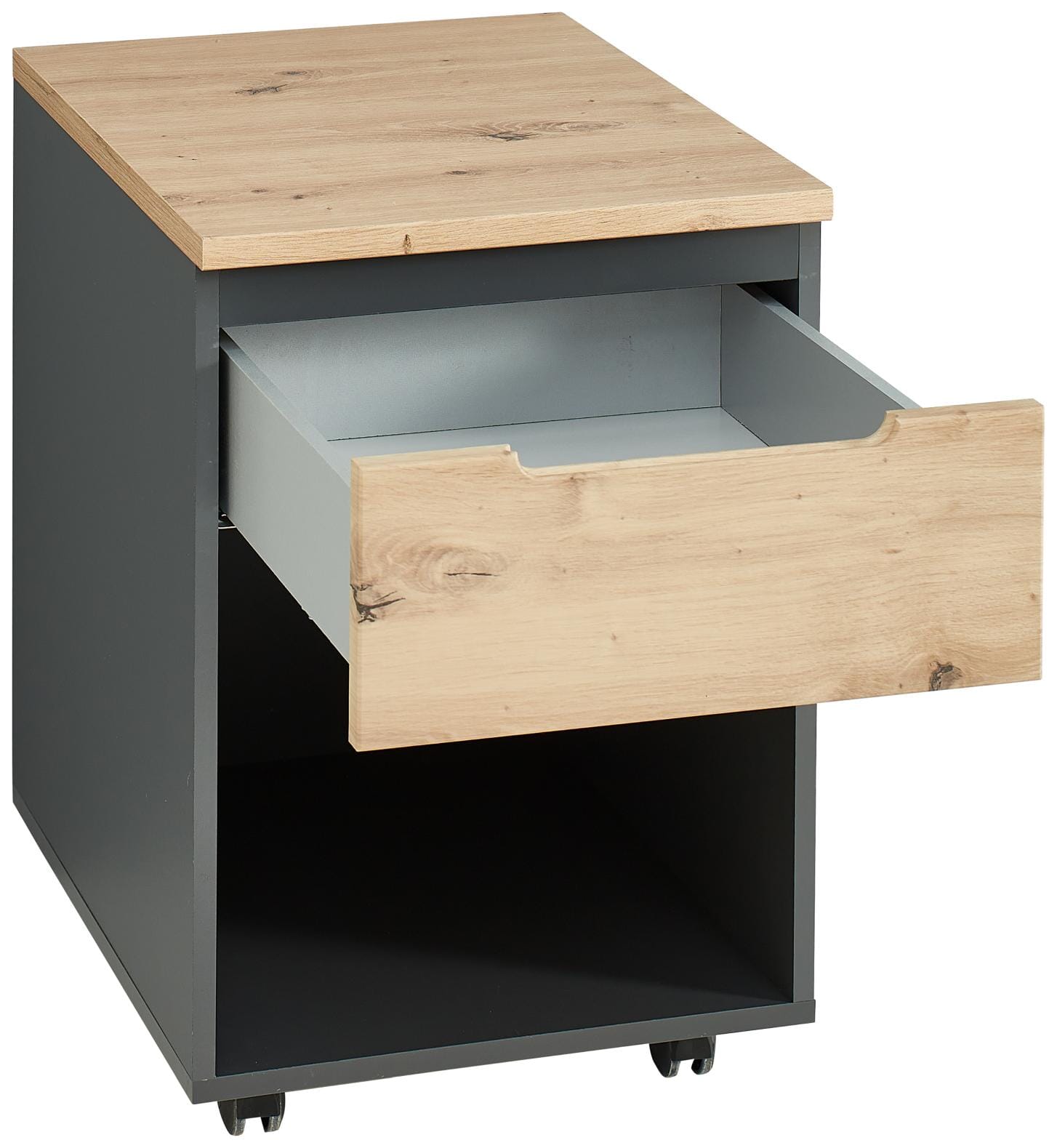 Rollcontainer MEMPHIS Front Artisan Eiche Korpus Graphit 1 Schublade
