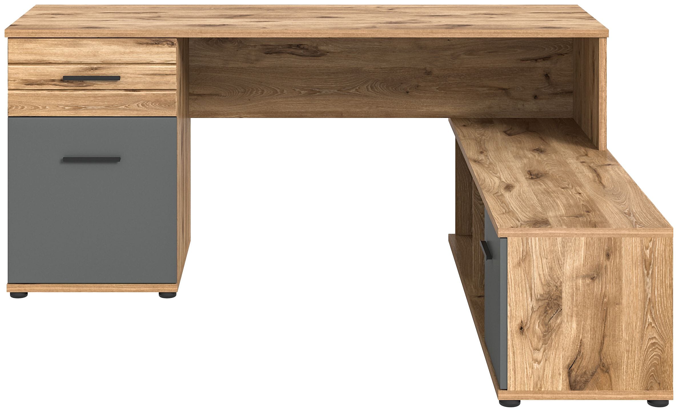 Winkelschreibtisch Eckschreibtisch Mason In Nox Eiche Und Basalt Grau