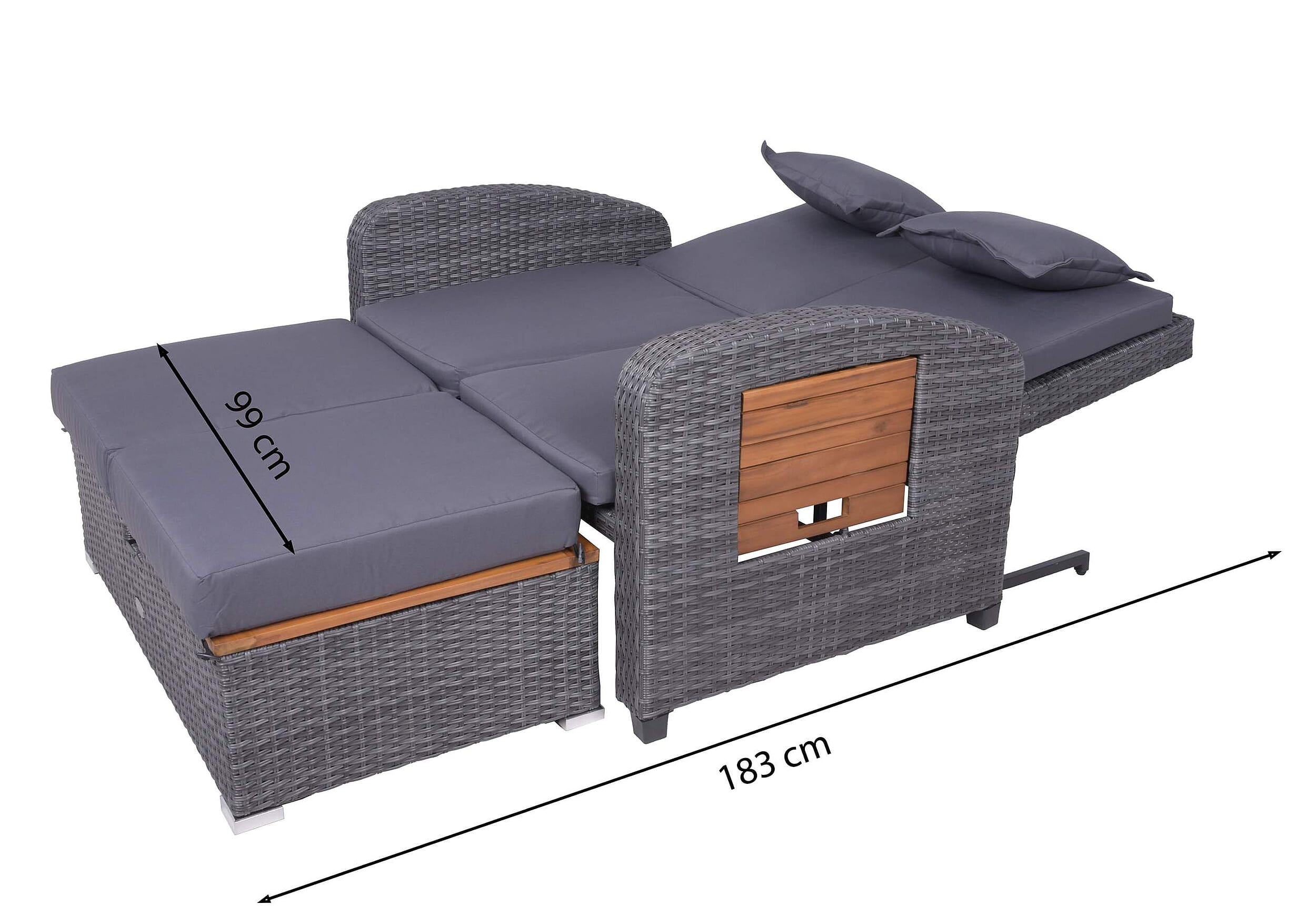 Multifunktions Sofa Bari Gartensofa Mit Liegefunktion Und Klapptisch