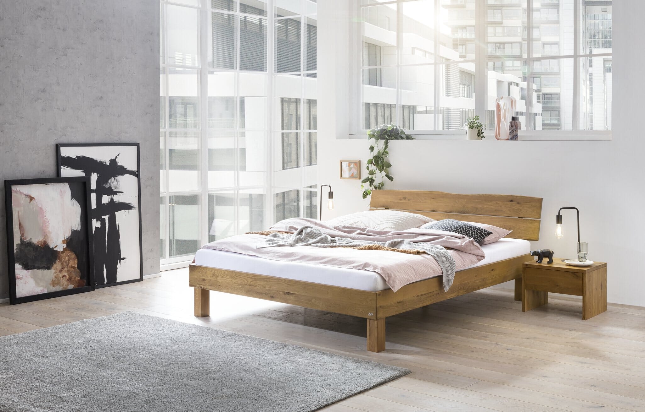 Hasena RENZETTI Bett Massivholzbett Wildeiche natur geölt