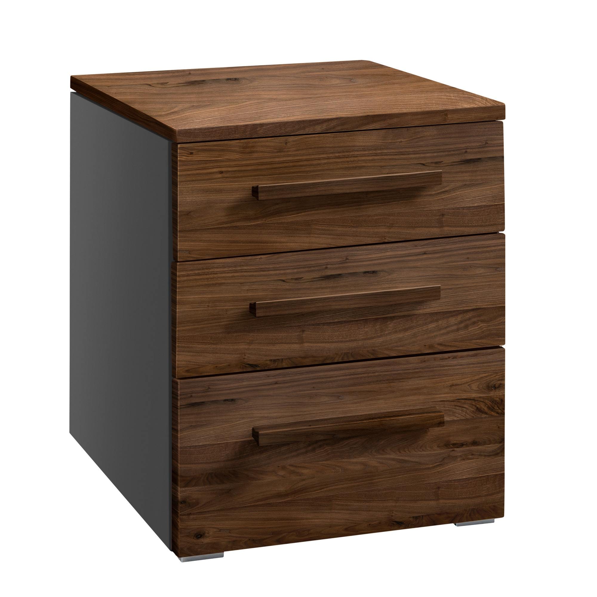 Kommode Nachtkommode TRIO 3 Schubladen Front Nussbaum geölt, Hasena