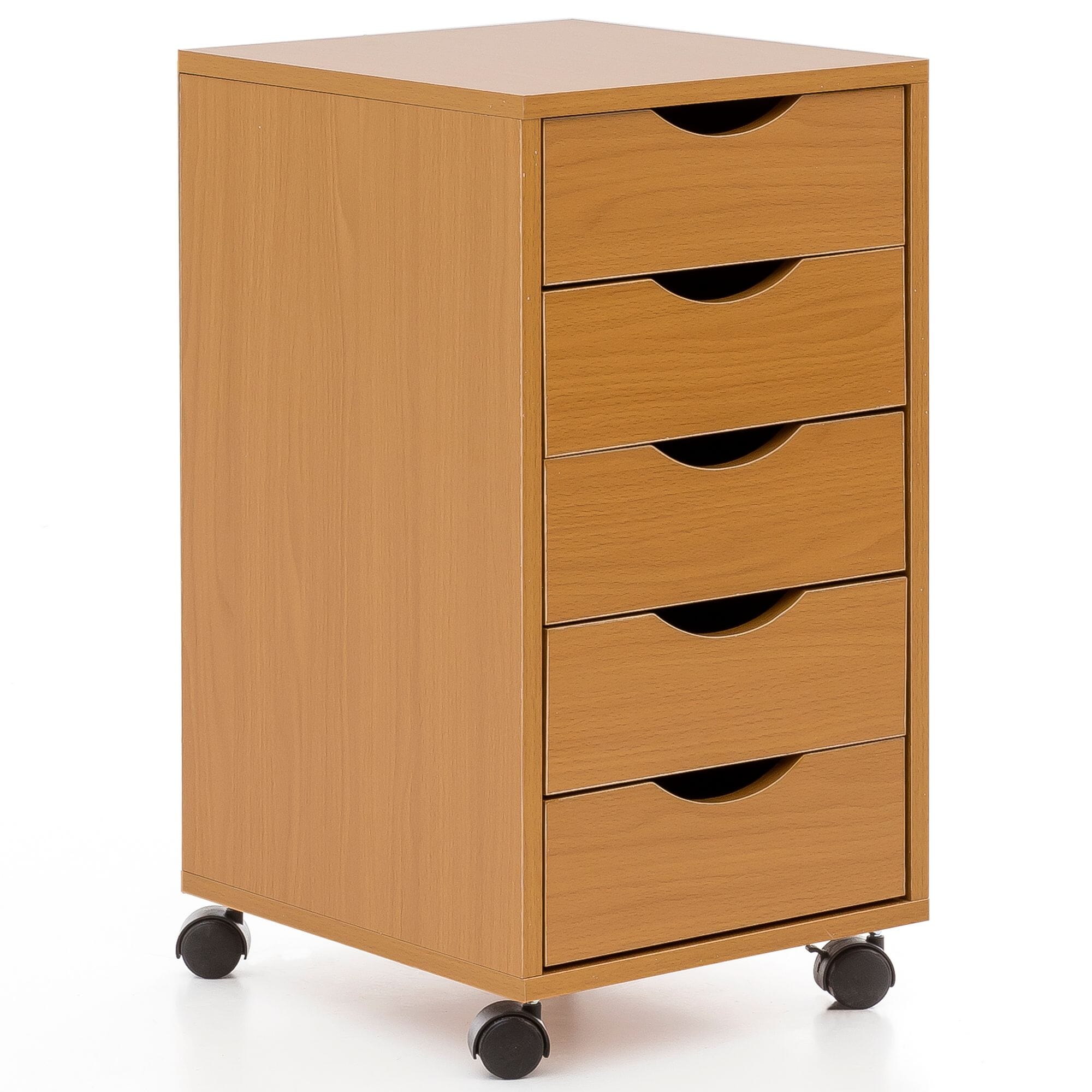 Rollcontainer WL5.924 33x64x38cm Buche MDF 5 Schubladen Bürocontainer