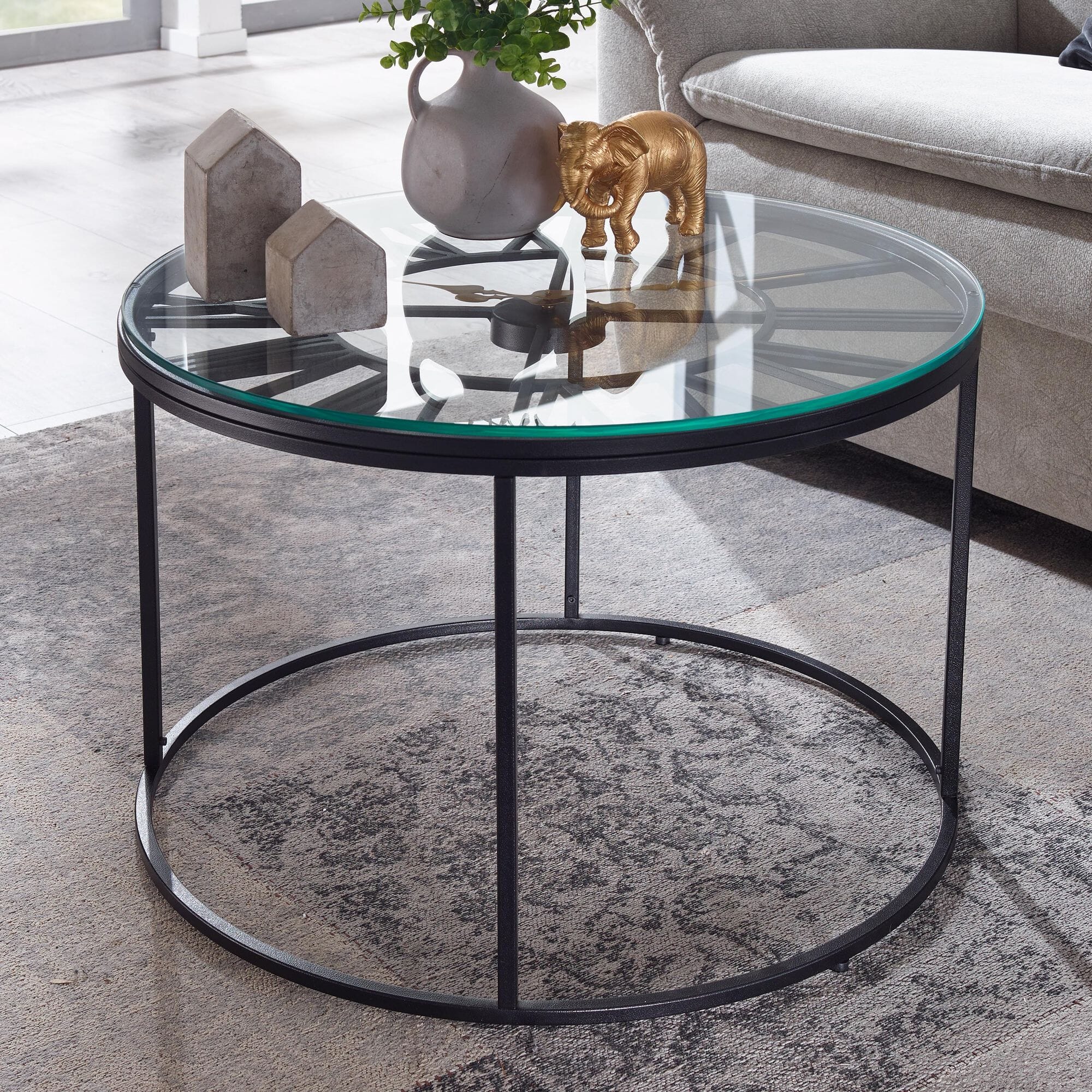 Couchtisch Schwarz Glas Metall