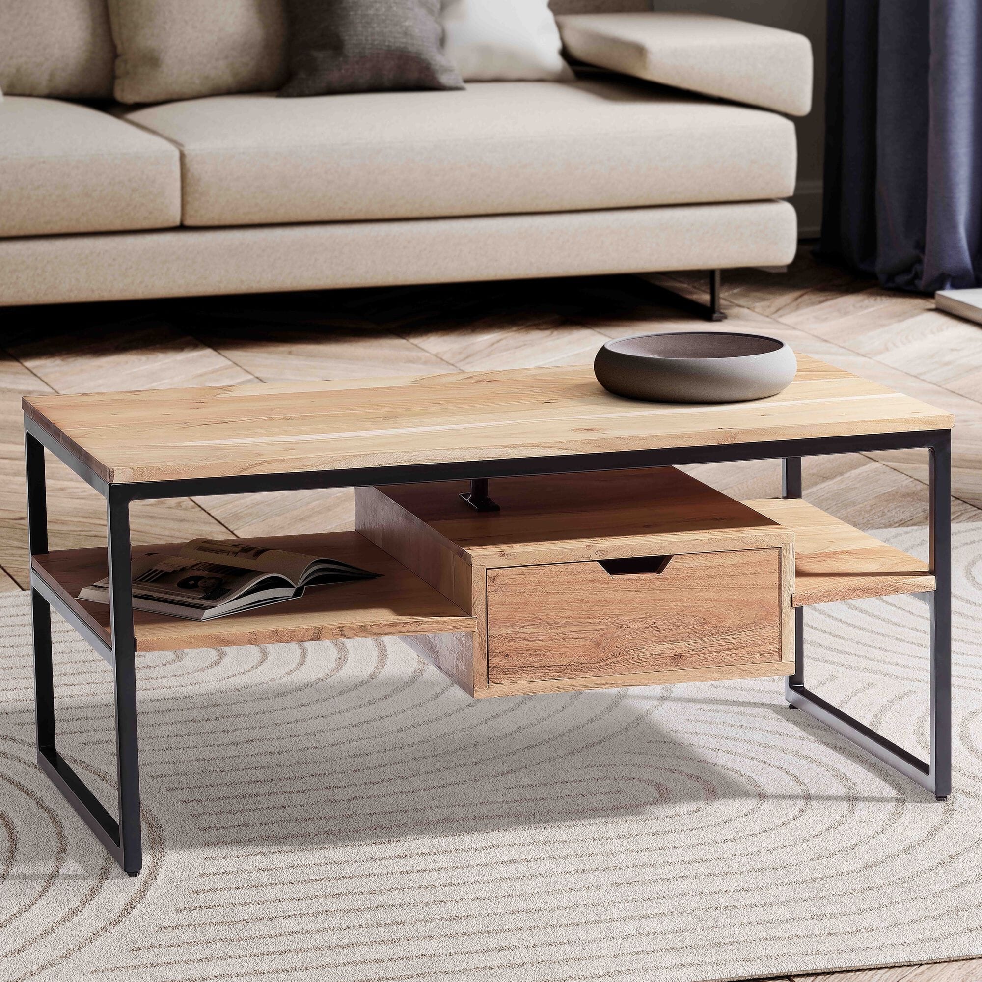 Couchtisch Mit Schublade Massivholz